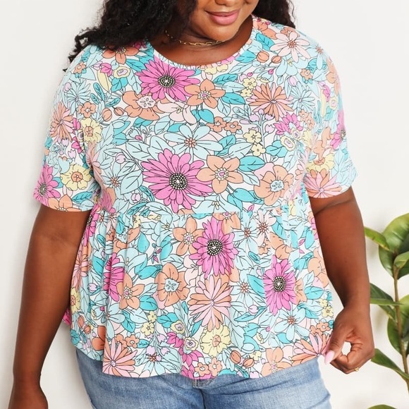Double Take | Tops | New Double Take Spring Pastel Floral Round Neck ...
